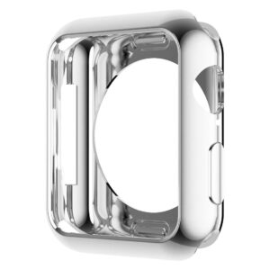 hankn case for apple watch series 9 8 7 41mm /series 6 5 4 se 40mm, plated shiny soft tpu cover iwatch bumper [no front screen protector] (silver)