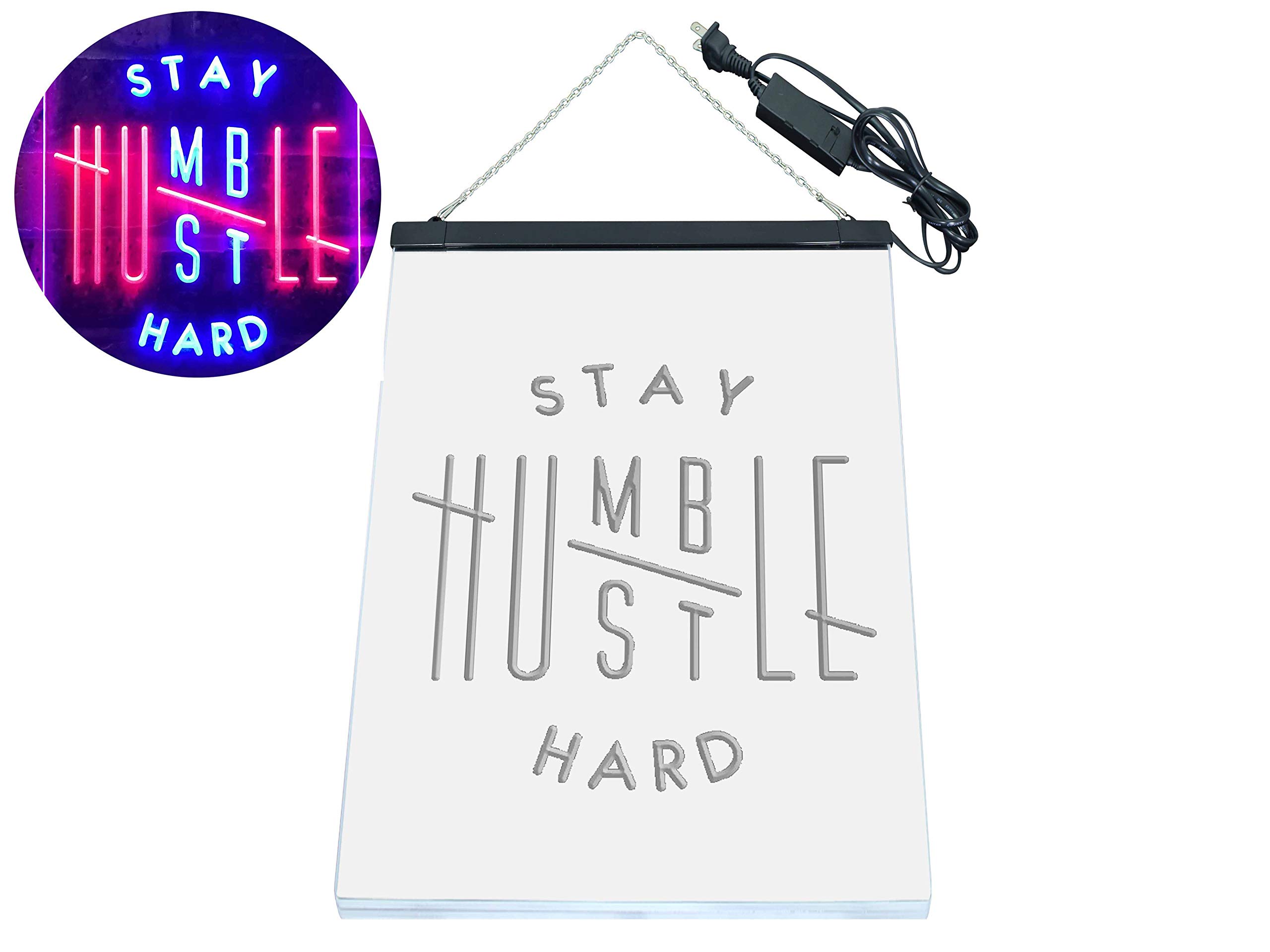 ADVPRO Stay Humble Hustle Hard Room Display Dual Color LED Neon Sign Blue & Red 12" x 16" st6s34-i3356-br