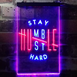 ADVPRO Stay Humble Hustle Hard Room Display Dual Color LED Neon Sign Blue & Red 12" x 16" st6s34-i3356-br