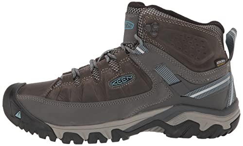 KEEN Women's Targhee 3 Mid Height Waterproof Hiking Boots, Magnet/Atlantic Blue, 9.5