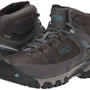 KEEN Women's Targhee 3 Mid Height Waterproof Hiking Boots, Magnet/Atlantic Blue, 9.5