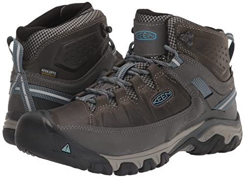 KEEN Women's Targhee 3 Mid Height Waterproof Hiking Boots, Magnet/Atlantic Blue, 9.5