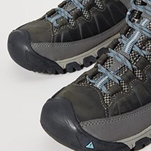 KEEN Women's Targhee 3 Mid Height Waterproof Hiking Boots, Magnet/Atlantic Blue, 9.5