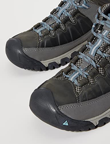 KEEN Women's Targhee 3 Mid Height Waterproof Hiking Boots, Magnet/Atlantic Blue, 9.5