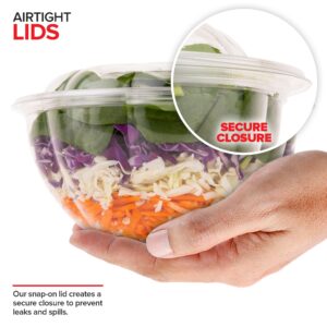 Stock Your Home 32oz Clear Plastic Salad Bowls with Lids Disposable (50 Pack) Medium Takeout Container with Snap on Lid for Fruit Salads, Quinoa, Lunch and Meal Prep, Acai Bowl, To-Go Party Containers