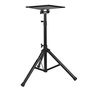 amazon basics multi purpose adjustable portable tripod stand for workstation, music, dj, projector, or mixer, black