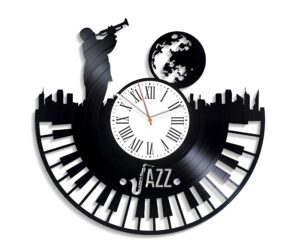 kovides 12 inch jazz art minimalist xmas gift for boys decor vintage vinyl record clock