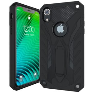 kitoo designed for iphone xr case with kickstand, military grade 12ft. drop tested - black