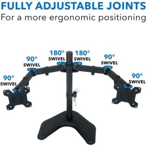 Mount-It! Dual Monitor Stand for Desk - 2 Screen Mount for Two Computer Screens up to 32 Inch and 17 Lbs - Free-Standing Base Swivels, Tilt, Rotates 360 Adjustable Arms - VESA Compatible Sturdy Steel