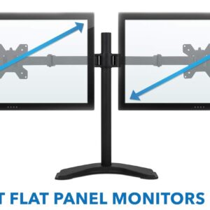 Mount-It! Dual Monitor Stand for Desk - 2 Screen Mount for Two Computer Screens up to 32 Inch and 17 Lbs - Free-Standing Base Swivels, Tilt, Rotates 360 Adjustable Arms - VESA Compatible Sturdy Steel