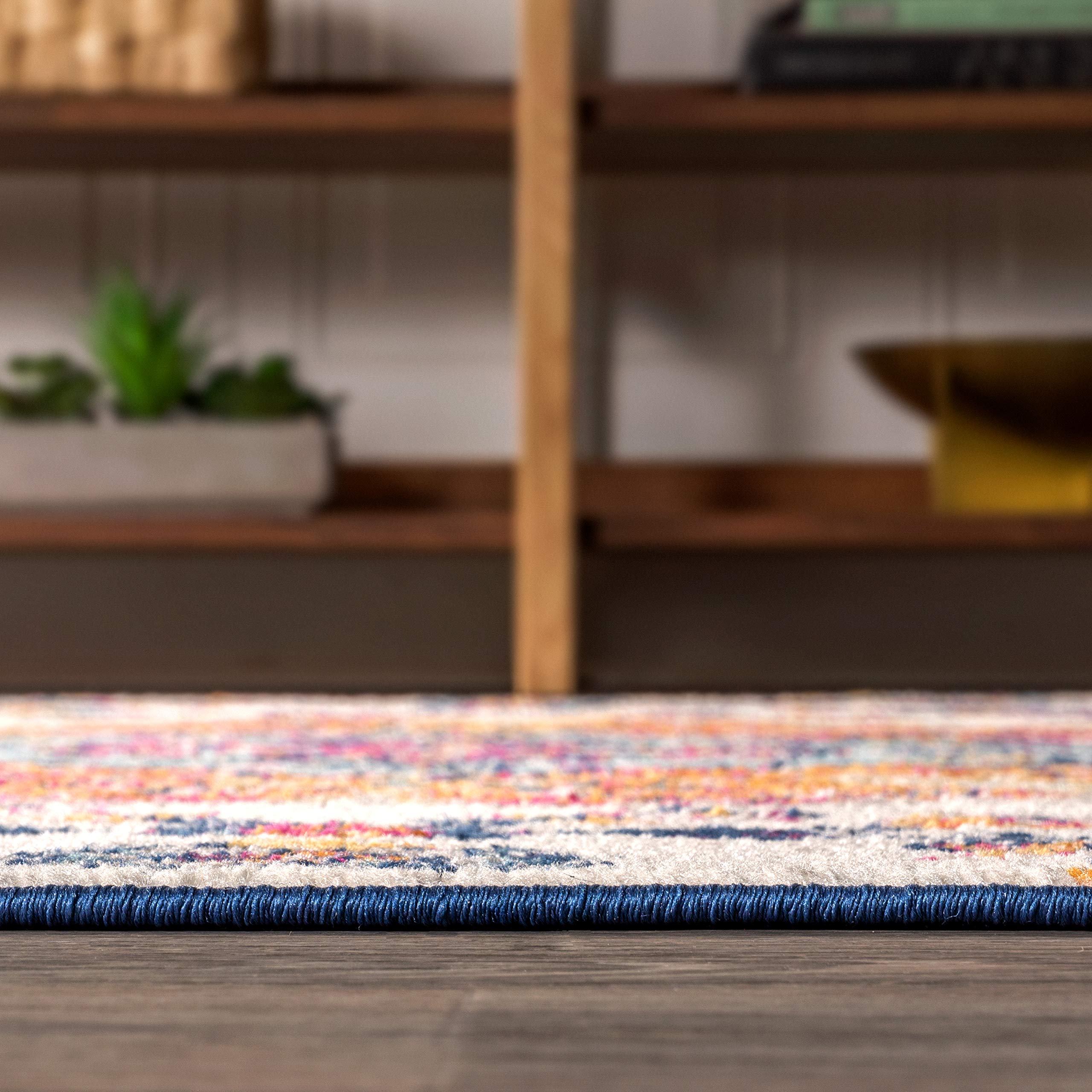 JONATHAN Y BMF106A-8 Bohemian Flair Boho Vintage Medallion Blue/Multi 8 ft. x 10 ft. Area-Rug, Vintage, Easy-Cleaning, for Bedroom, Kitchen, Living Room, Non Shedding