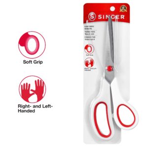 SINGER 8-1/2-Inch Fabric Scissors with Comfort Grip Red & White, 12-Pack