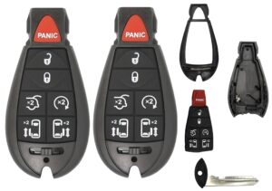 2 new keyless entry 7 buttons remote start car key fob fobik shell / case m3n5wy783x, iyzc01c for town country dodge grand caravan volkswagen routan - (no electronics or chip inside)