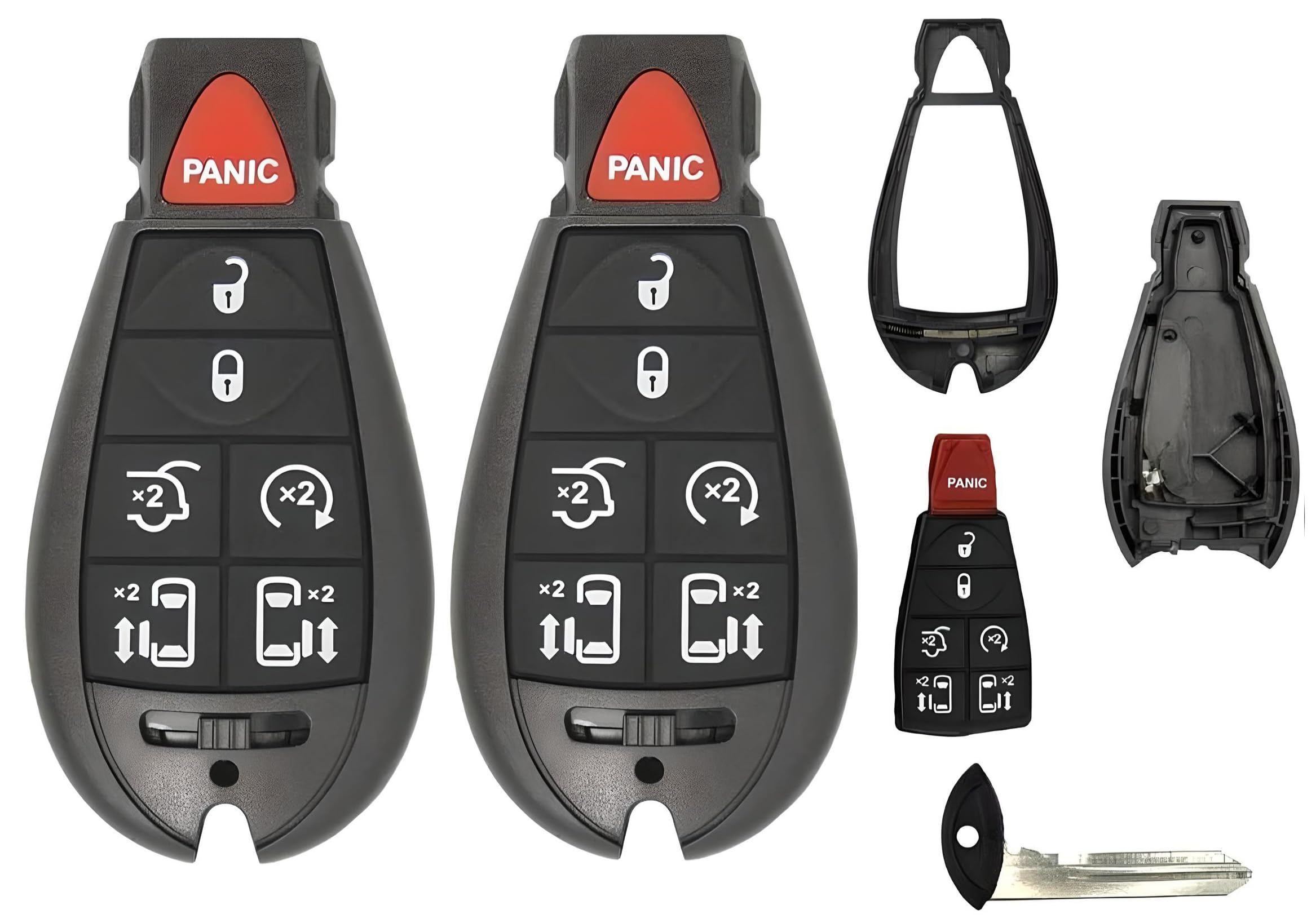 2 New Keyless Entry 7 Buttons Remote Start Car Key Fob Fobik Shell / CASE M3N5WY783X, IYZC01C for Town Country Dodge Grand Caravan Volkswagen Routan - (No Electronics or Chip Inside)