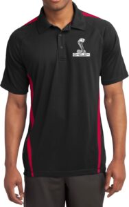 ford shelby cobra pocket print colorblock polo, black red 4xl