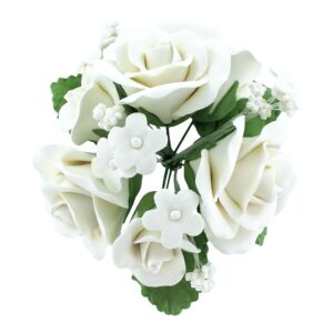 global sugar art garden rose sugar cake flowers topper bouquet white, 1 count by chef alan tetreault