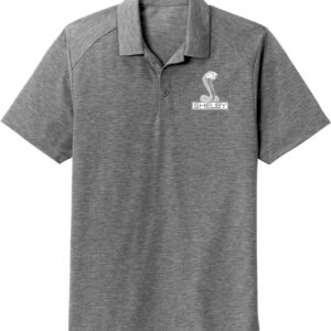 Ford Mustang Shelby Cobra Pocket Print Wicking Polo, Dark Grey 4XL