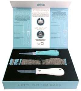 toadfish oyster shucker's bundle, oyster knife shucker set - oyster shucking knives & cut-resistant shucking cloth, seafood opener kit tools gift