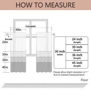 MRTREES Voile Sheer Curtains White, Leaves Embroidery Curtain Panels, Sheer Bedroom Curtain Tiers Rod Pocket Window Treatment for Living Room/Basement(2 Panels, 30x45 Inches, White Wheat Spike)