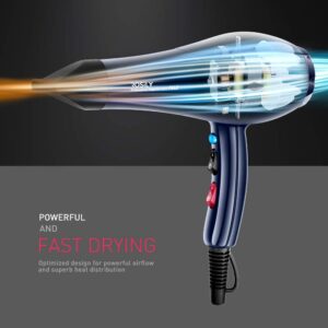 ROSILY Professional 2200W Ionic Ceramic Hair Dryer | Fast Drying Salon Quality Blow Dryer with Nozzle Attachments for Smooth Shine and Silky Hair | Extra Long Cord and Faster Drying Time