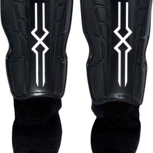 Kids Soccer Shin Guards with Foam Backing & Adjustable Straps. Fits Ages 8-13. Black