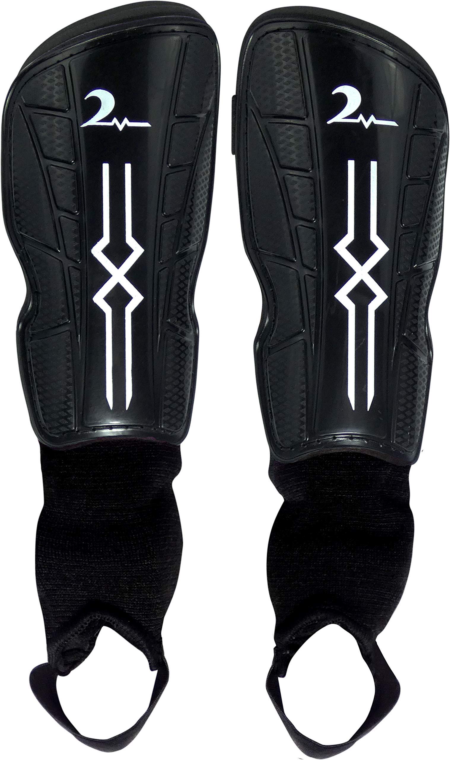 Kids Soccer Shin Guards with Foam Backing & Adjustable Straps. Fits Ages 8-13. Black