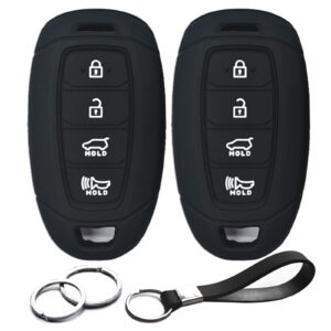 infipar 2pcs compatible with hyundai elantra n gt santa fe kona electric accent azera palisade veloster n black key fob cover case key chain protector shell holder