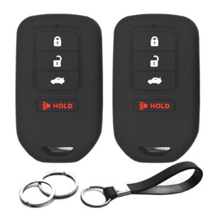 infipar 2pcs compatible with honda accord civic cr-v hr-v pilot cr-z fit ridgeline crosstour odyssey insight key fob cover case key chain protector keyless remote jacket