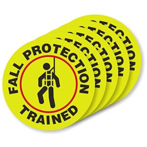 smartsign "fall protection trained" pack of 5 hard hat labels | retro-reflective, 2" circle