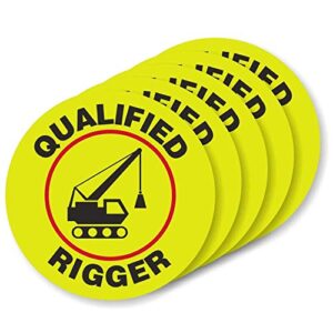 smartsign "certified rigger" pack of 5 hard hat labels | retro-reflective, 2" circle