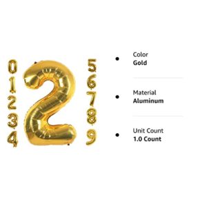 PartyMart Gold Foil Balloons Number 2, 42 inch