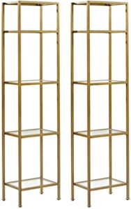 crosley furniture aimee narrow etagere set, gold and glass