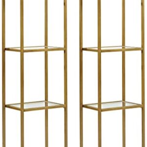 Crosley Furniture Aimee Narrow Etagere Set, Gold and Glass