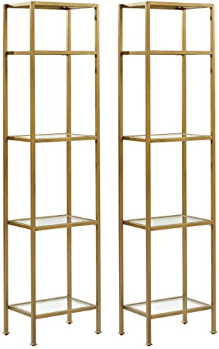 Crosley Furniture Aimee Narrow Etagere Set, Gold and Glass