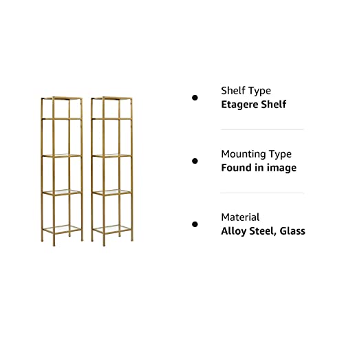 Crosley Furniture Aimee Narrow Etagere Set, Gold and Glass