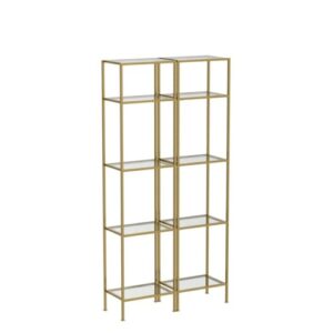 Crosley Furniture Aimee Narrow Etagere Set, Gold and Glass