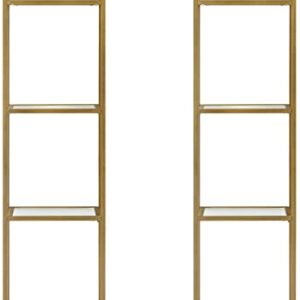 Crosley Furniture Aimee Narrow Etagere Set, Gold and Glass