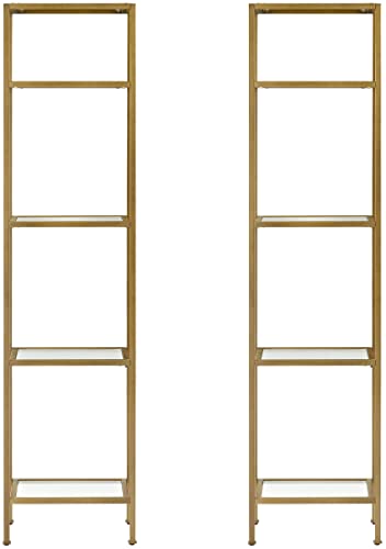 Crosley Furniture Aimee Narrow Etagere Set, Gold and Glass