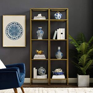 Crosley Furniture Aimee Narrow Etagere Set, Gold and Glass