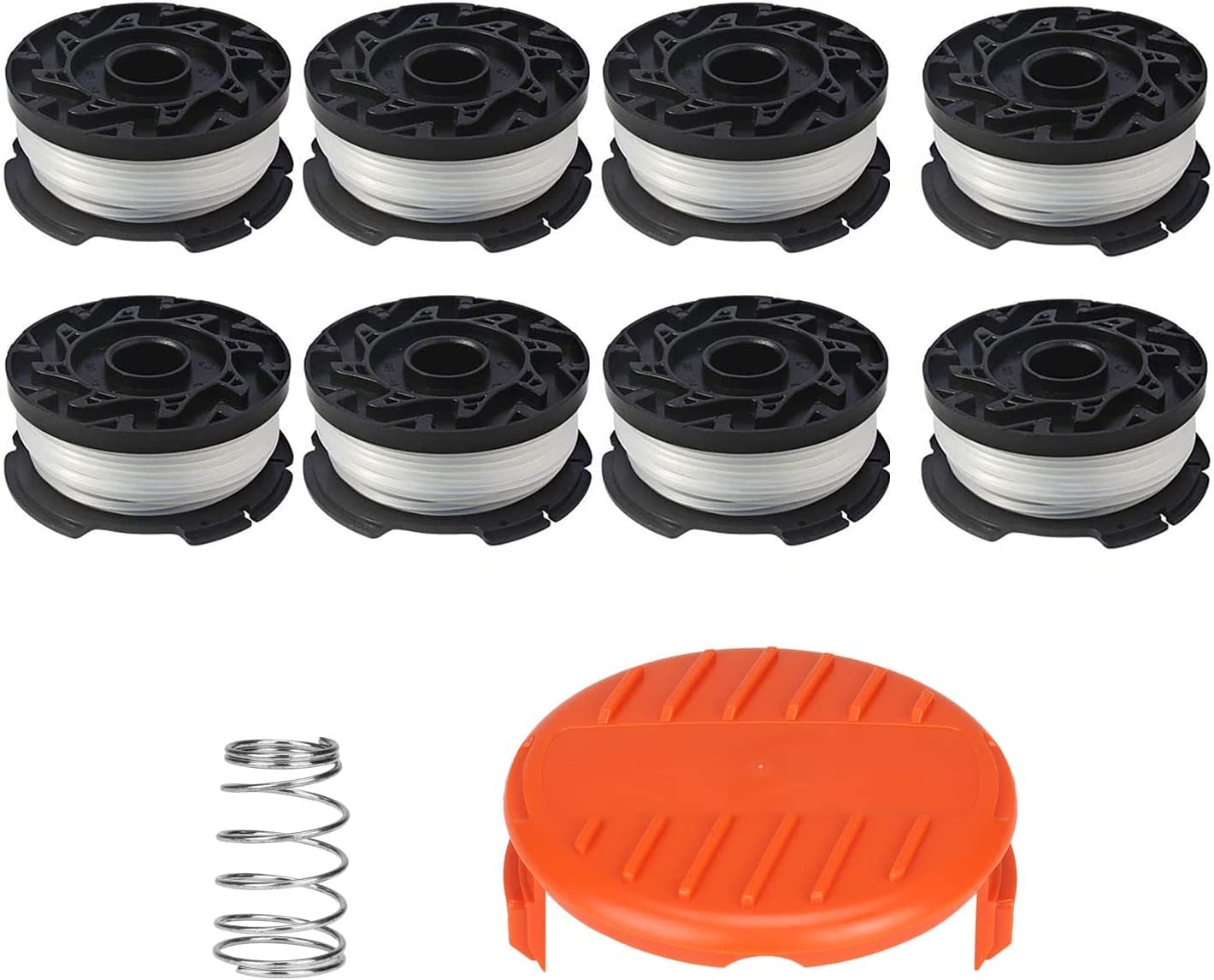 Eyoloty 30ft 0.065” AF-100 Replacement Spools for Black Decker GH900 GH600 LST522 LCC140 String Trimmer Weed Eater Refills Auto-Feed Spool(8 Replacement Spool, 1Cap,1 Spring)