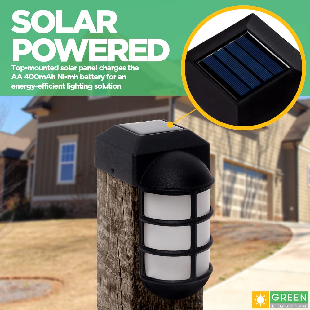 GreenLighting Marina Solar Post Cap Lights Fits 4x4 Nominal Wood Outdoor Solar Powered Post Cap Light, Fence Post, Landscaping, Deck, Garden- Bright LED, Waterproof Nautical Lighting Black 4 Pack