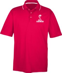 ford mustang shelby cobra pocket print two tone polo, red xl