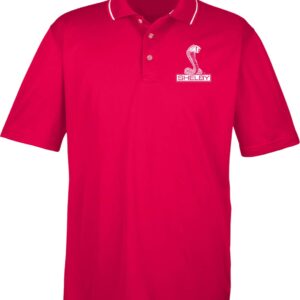 Ford Mustang Shelby Cobra Pocket Print Two Tone Polo, Red XL