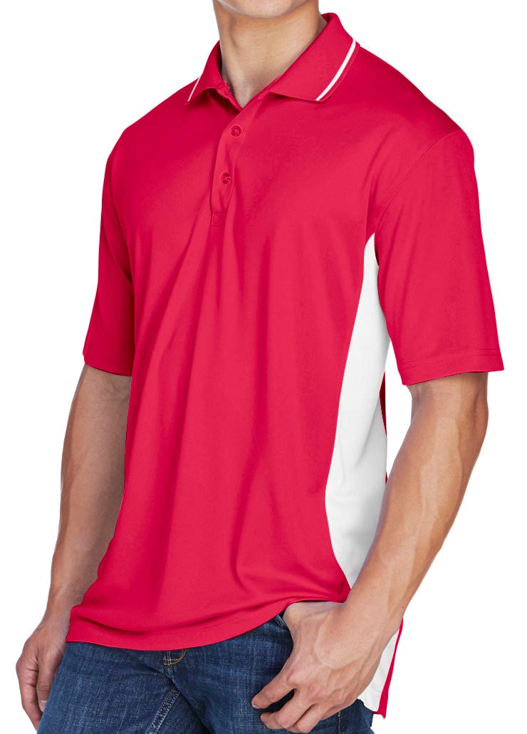 Ford Mustang Shelby Cobra Pocket Print Two Tone Polo, Red XL