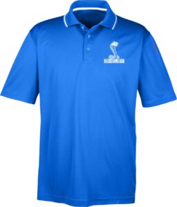 ford mustang shelby cobra pocket print two tone polo, royal 5xl