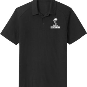 Ford Mustang Shelby Cobra Pocket Print Wicking Polo, Black 4XL