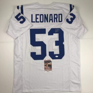 autographed/signed darius shaquille leonard indianapolis white football jersey jsa coa