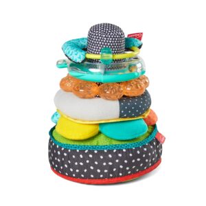 infantino sensory engaging textures & sounds activity stacker for babies & toddlers, 6 pieces