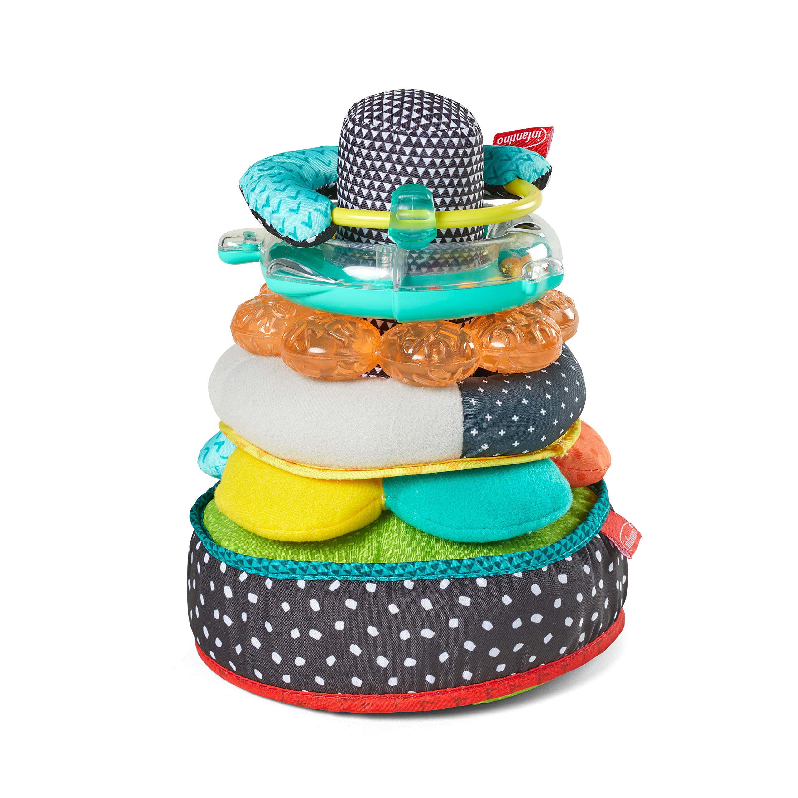 Infantino Sensory Engaging Textures & Sounds Activity Stacker for Babies & Toddlers, 6 Pieces