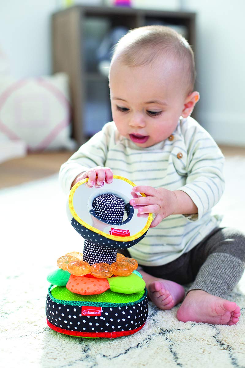 Infantino Sensory Engaging Textures & Sounds Activity Stacker for Babies & Toddlers, 6 Pieces